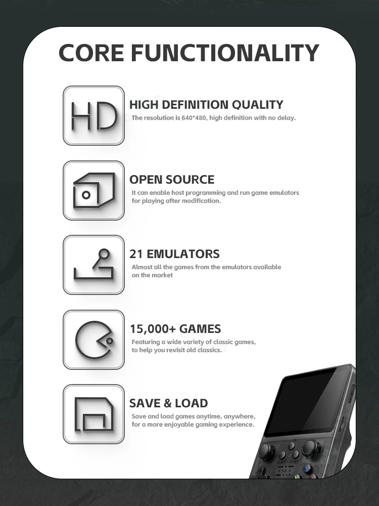 R35s Retro Handheld Video Game Console Linux System 3.5 Inch Ips Screen ...