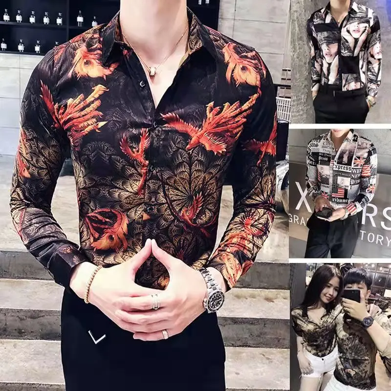 Factory Cheap Wholesale Striped Printed Shirt Men's Casual Street Wear ...