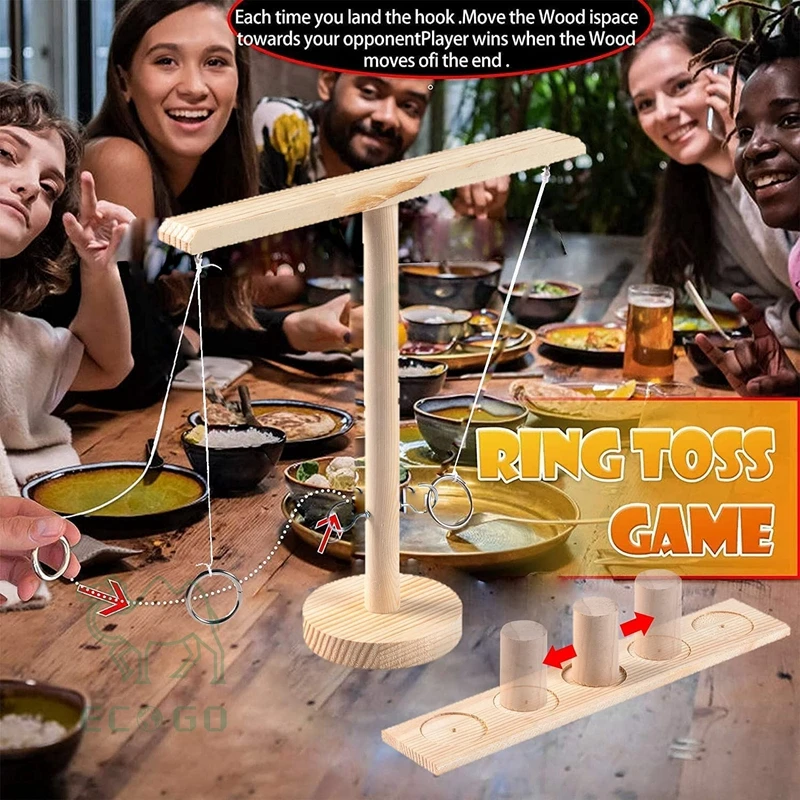 Bamboo Ring Toss Game Hook Wooden Throwing Swing Shooting Toy Board Games For Adults Natural ...