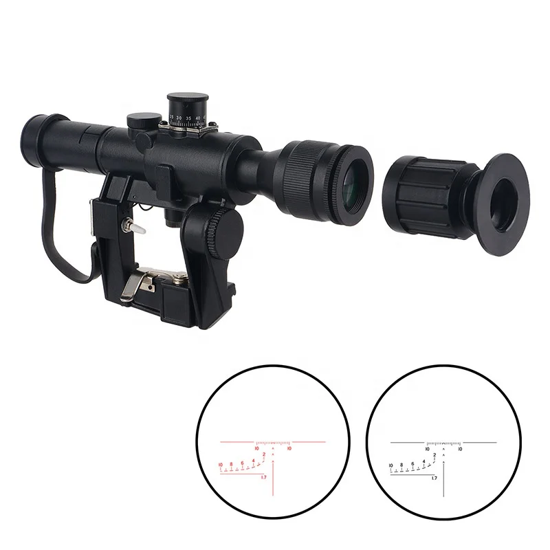 Focuhunter Telescopic Sight 4x26 SVD Dragunov Red Illuminated Tactical Scope 900G Recoil ...