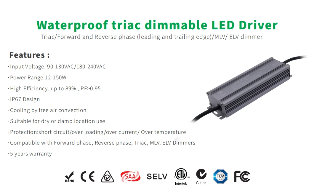 Ip67 60w 12v 24v Triac Dimmable 5year Warranty Constant Voltage Led Driver - Buy Triac Dimmable ...