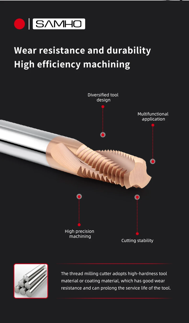 Samho Cnc Solid Carbide Thread Cnc Cutter Full Teeth Carbide Thread End ...