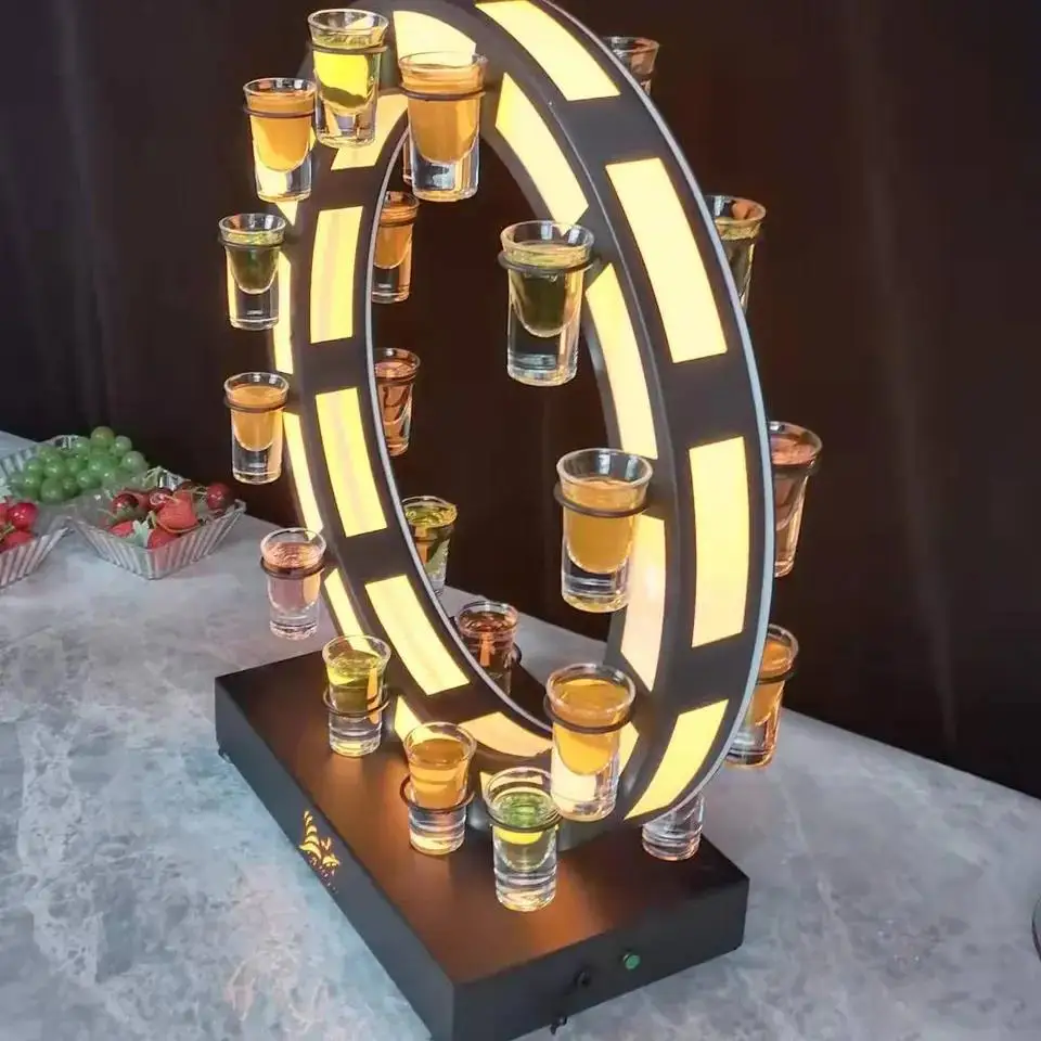 New coming! LED Lighted Acrylic Rotating Shot Glass Flight Tray ...