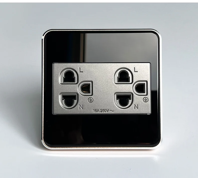 Eu Wall Socket 86 Standard 250v ~ White Black Tempered Glass Vn Thai ...
