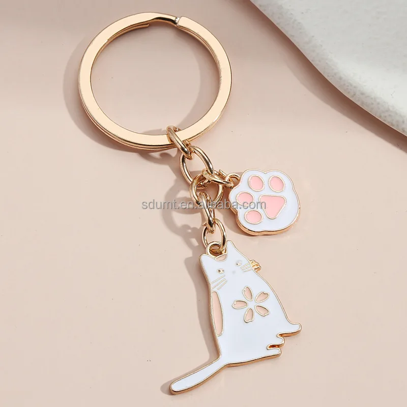 Cute Keychain Cat Heart Balloon Key Ring Enamel Key Chains Friendship ...