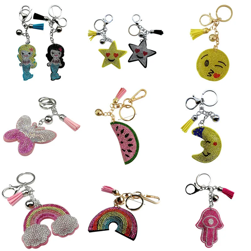 Velvet Tassel Filled Rhinestone Purse Charms Handbags Backpack Keyrings ...