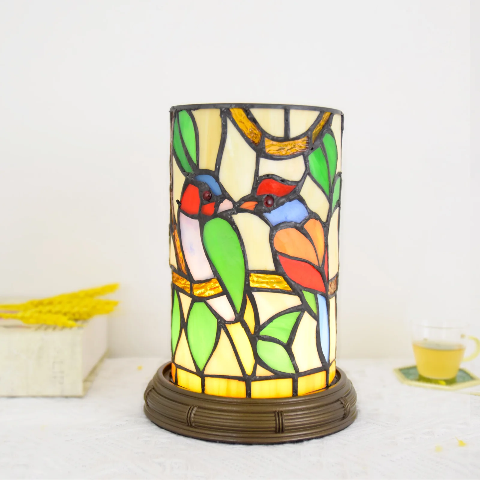 Creative Tiffany Chinese Handmade Colored Glass Table Lamp Led Three ...