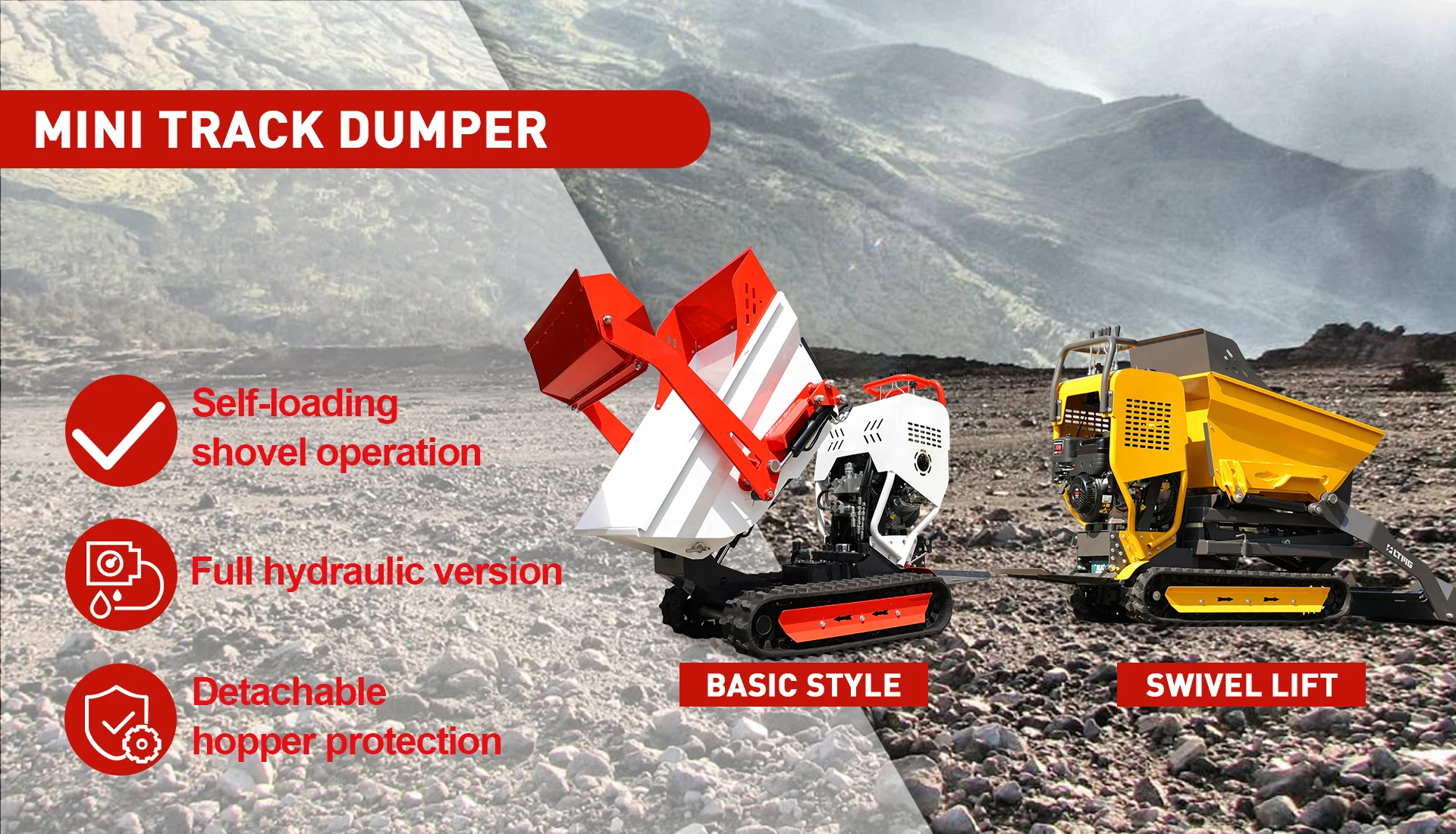 Heavy Industry Production Mini Dumpers 500kg Small Dump Truck Hydraulic ...