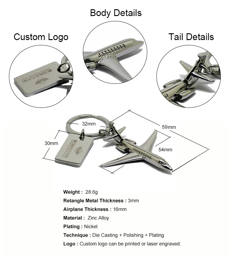 Keychain Accessories Keyring Custom Metal Porte Clef Key Chain Airplane ...