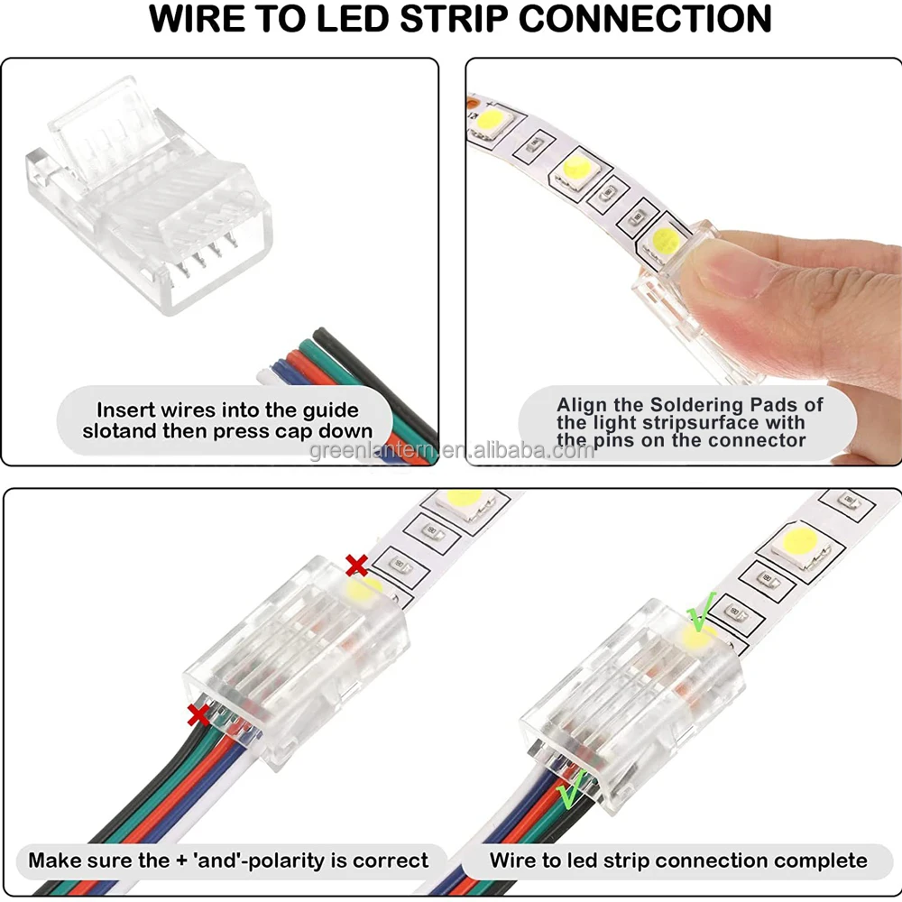 用于2835 5050 Rgbw Rgbww Cct胶带灯的新型rgbw发光二极管条连接器和电缆电线10毫米/12毫米5针条至电线快速端子 - Buy Rgbw连接器,Rgbw Led灯条连接 ...