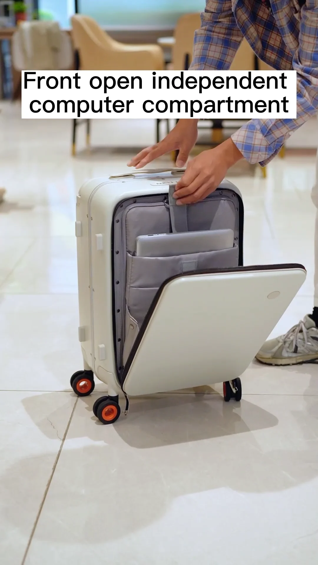 Mixi Designer Wide Tie Rod Suitcase Front Open Trolley Case Aluminium ...