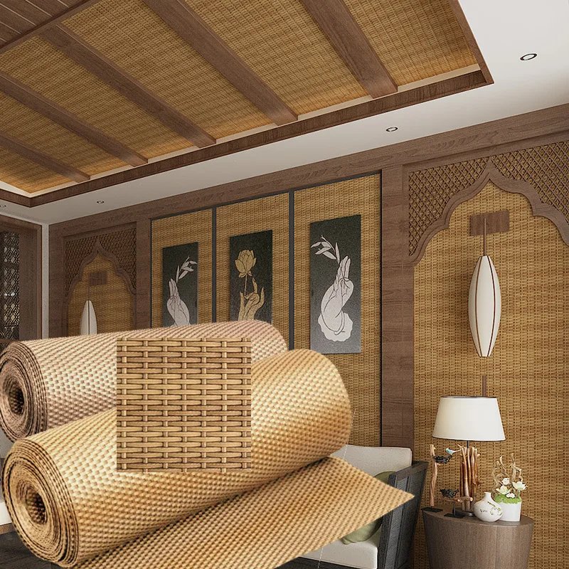 Synthetic plastic rattan weave roll weaving rattan wicker sheet ceiling ...