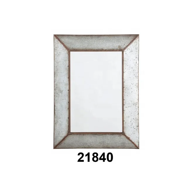 Round Galvanized Mirror - Modern Decorative Wall Piece