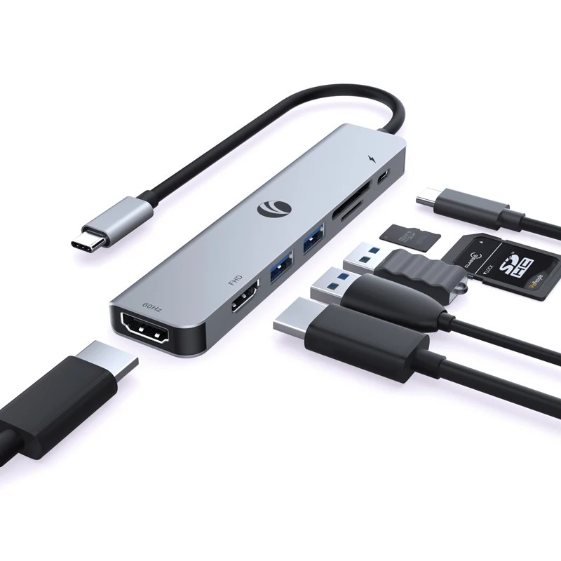 Vcom 7 Port Multiport Docking Station Data Expansion Usb3.0 Type-c ...