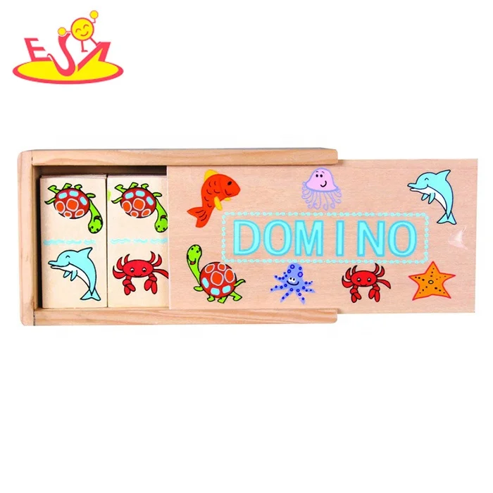 Kids Educational Domino Game Play Set Ocean Animal Wooden Puzzle Toy ...
