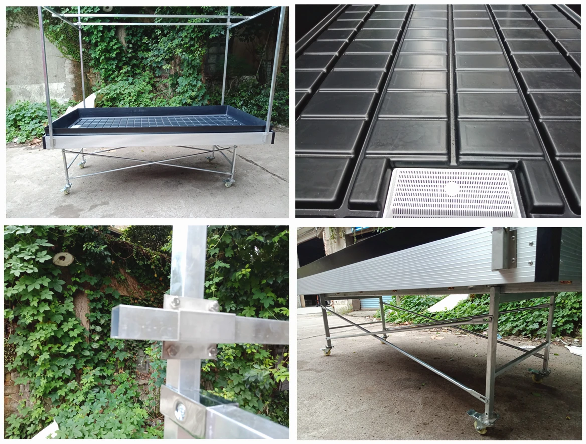 Vertical Hydroponic Grow Rack Flood Table Ebb Flow Rolling Benches ...