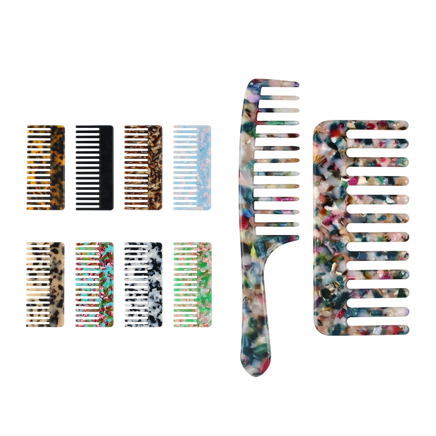 Custom Color Anti-static Acetate Round Hair Tangle Comb Wide Tooth Comb ...