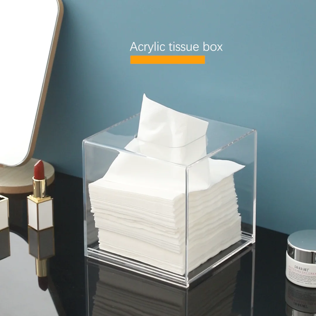 Tissue Box PITBVO Acrylic Cover, White Square ... Facial Tissue