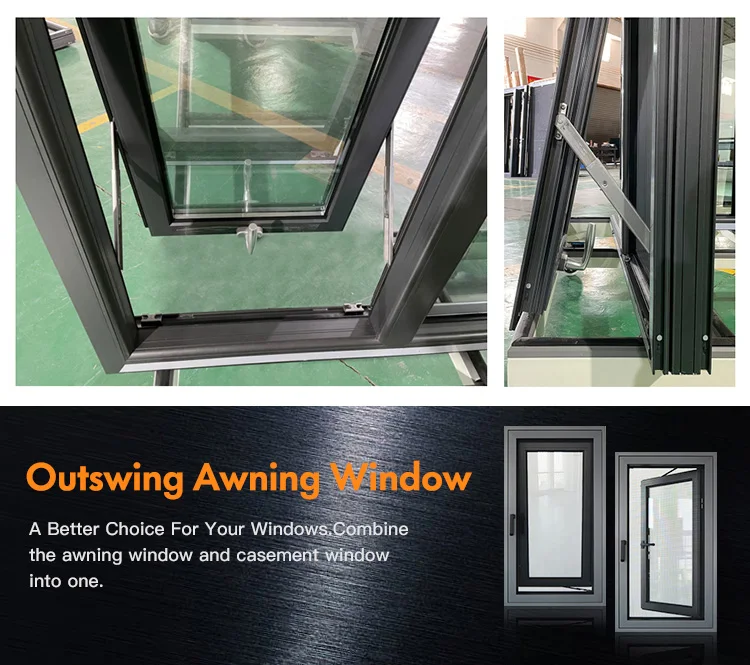 Customized Double Glass Awning Windows Aluminum High Security ...