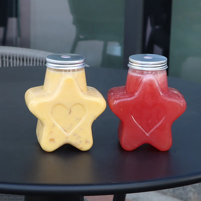 500ml Star Shaped Plastic Juice Jar Container With Metal Lids For Candy ...
