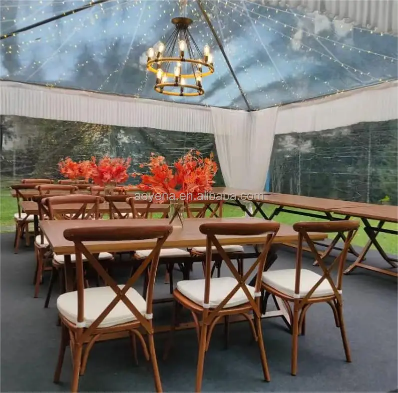 Hot Sales Cheap Price Wedding Event Wooden Grain Color Cross Back ...