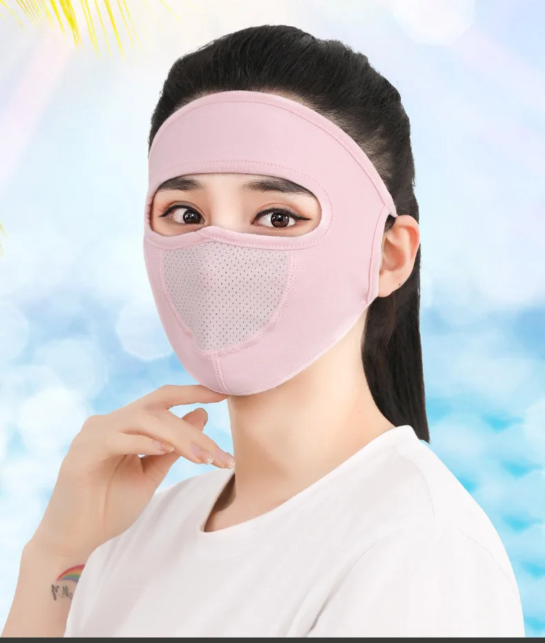 Summer Breathable Ice Silk Sunscreen Mask Lady Neck Protection Hanging ...