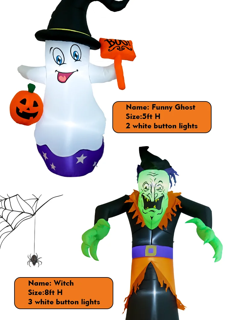 12 Ft Haunted House Decoration Led Lights Inflatable Pumpkin Halloween ...