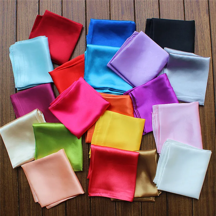 Wholesale Solid Color Custom Women Square Stain Silk Scarf 55*55cm ...