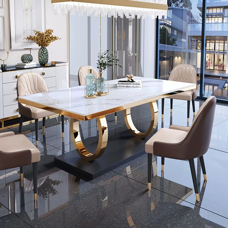 Modern Luxury Rock Plate Dining Table And Chair Combination Nordic ...