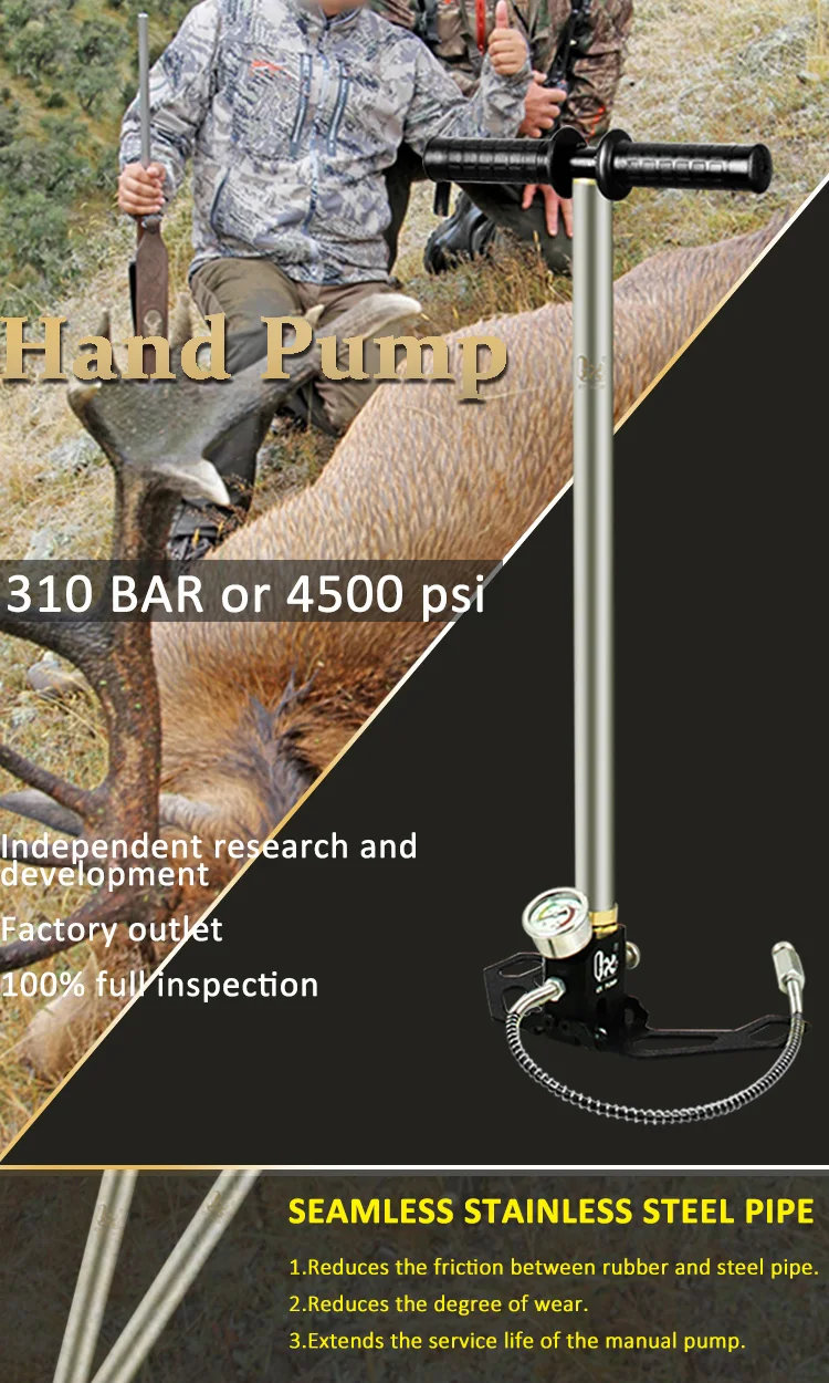 High Pressure 4500 Psi Hand Air Pump Air Operated Compressor Inflator ...