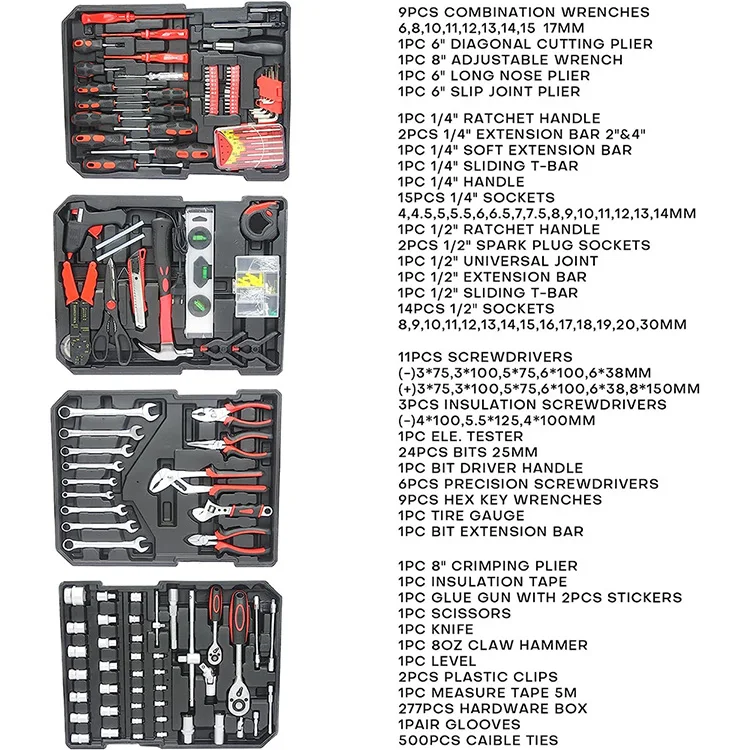 899 Pcs Tool Kit for Home Color Customization Metal Tool Set