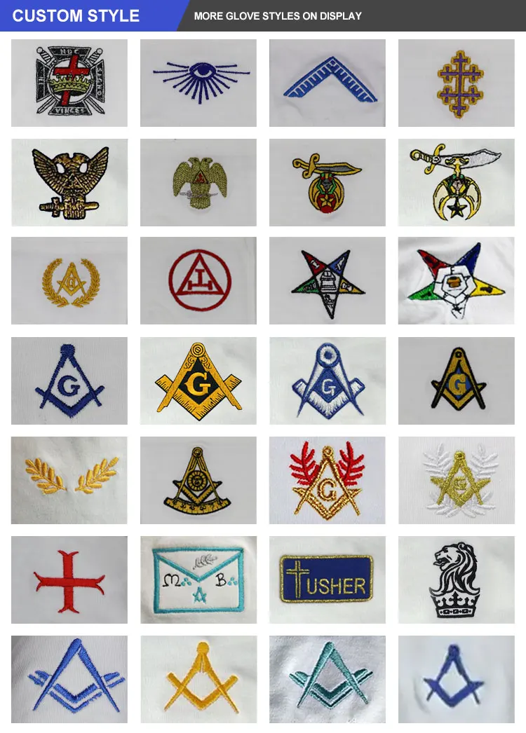Custom Embroidered Logo Uniform Dress Church Free Mason Freemason White ...
