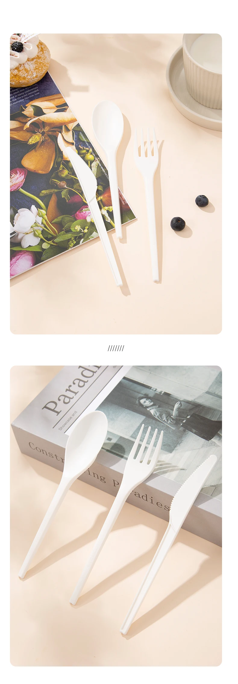 Eco-friendly Flatware Sets Disposable Pla Cornstarch Cutlery 100% ...