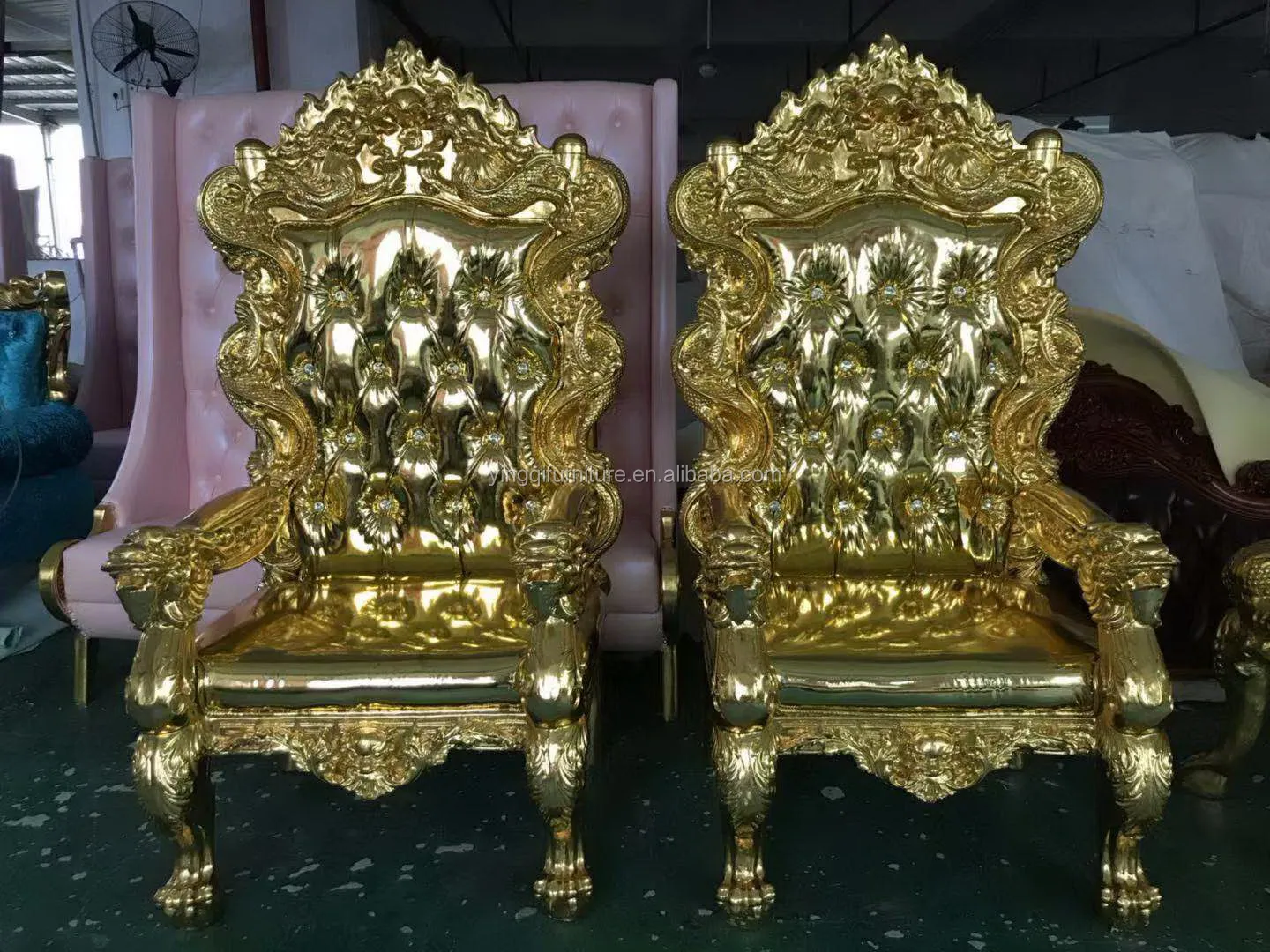 Golden Dragon King Throne Chairs for Wedding