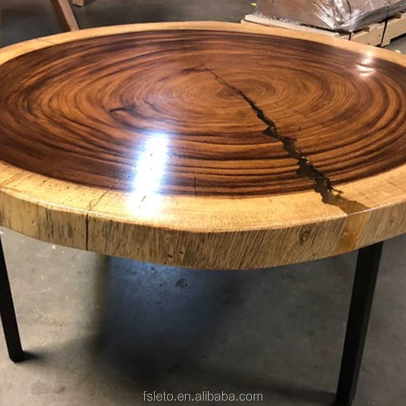 Round Walnut Slab Coffee Table - Customized Size & Style