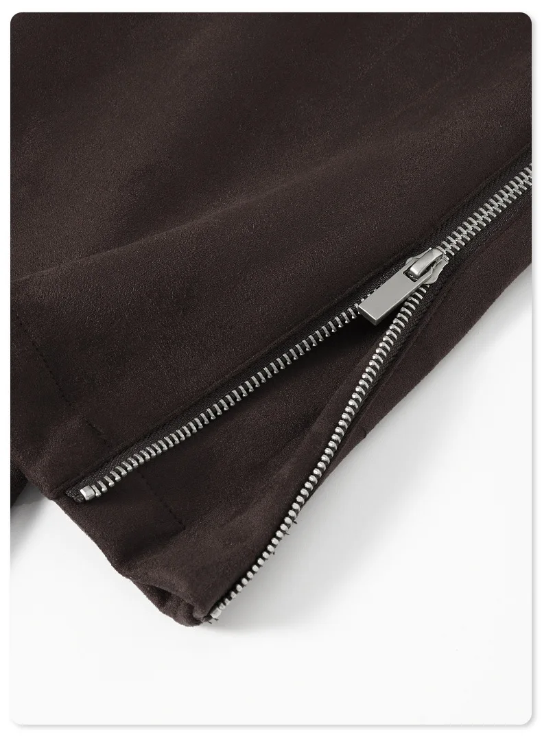 Bj Custom American Retro Suede Zipper Pants High Street Straight Zipper ...