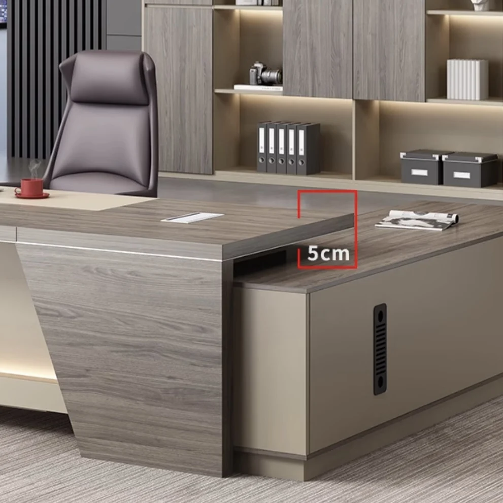Modern Luxury L-Shaped Boss Desk Executive Office Wood Modular Computer ...