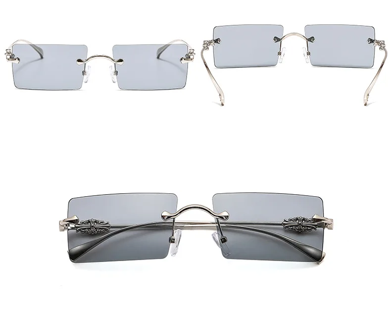Mejores T805 Small Rectangle Rimless Sunglasses Uv400 Metal Vintage ...