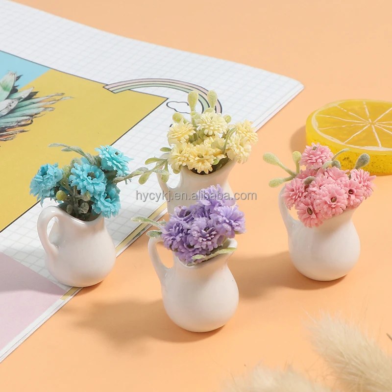 1pc 1:12 Doll House Miniature Flowers Fairy Garden Ornament Mini Potted ...
