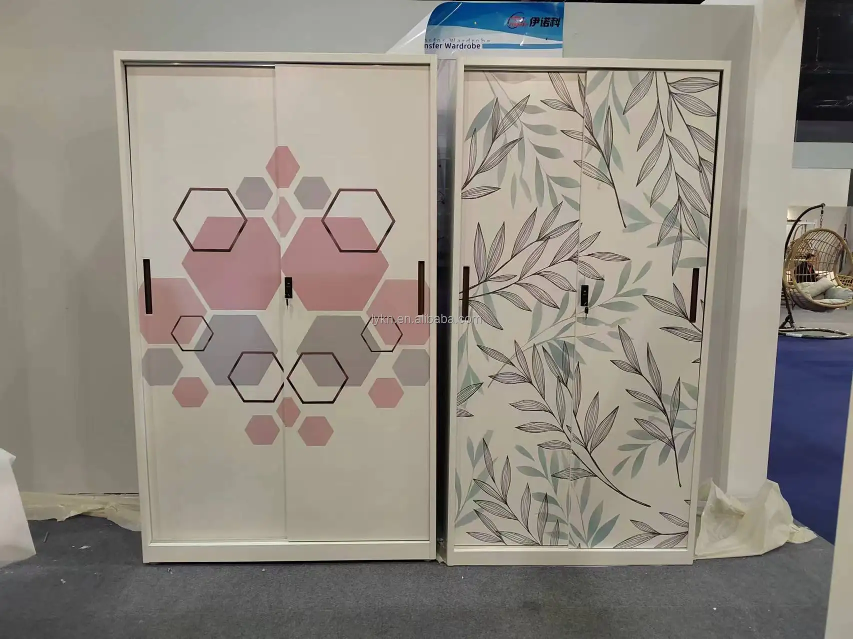 Bedroom Closet Wardrobe Steel Almirah Wardrobe 2 Sliding Doors Printing ...