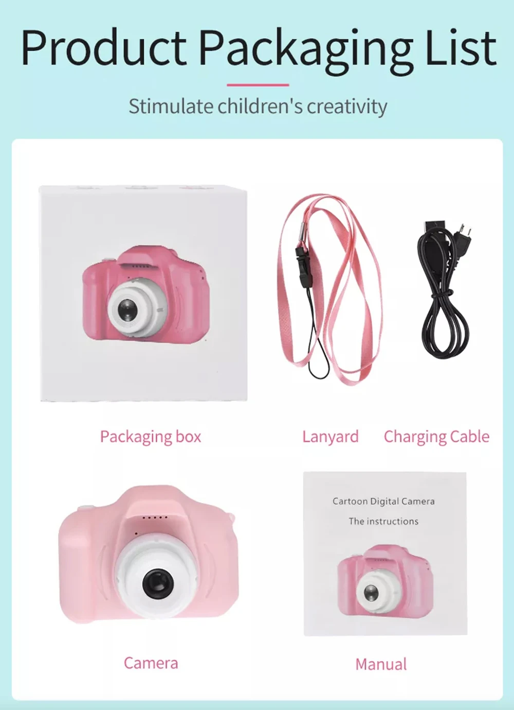 Cute Cartoon Kids Instant Camera Children Fun Christmas Gift Digital ...