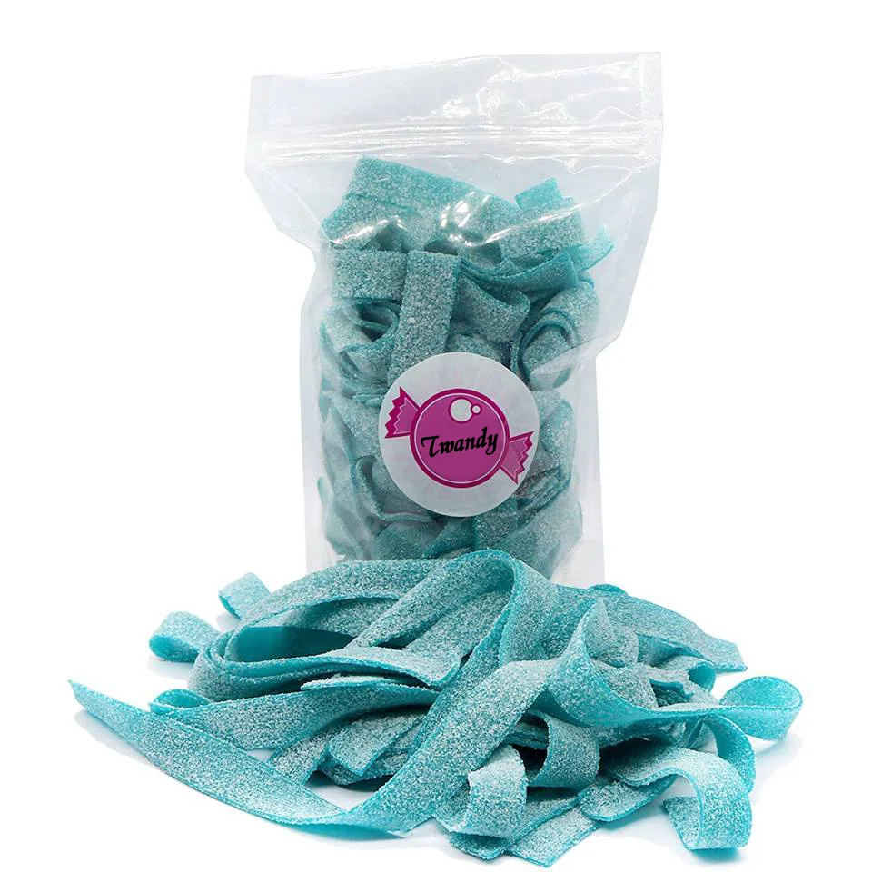 Halal Blue Raspberry Flavor Sour Belt Candy - Multi-Colored Gummy Candy