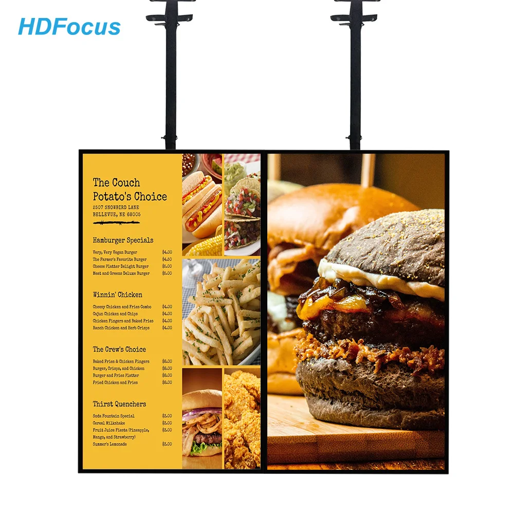 43 Inch 4k Indoor Menu Boards For Coffee Fast Food Shop Hd Screen Lcd ...
