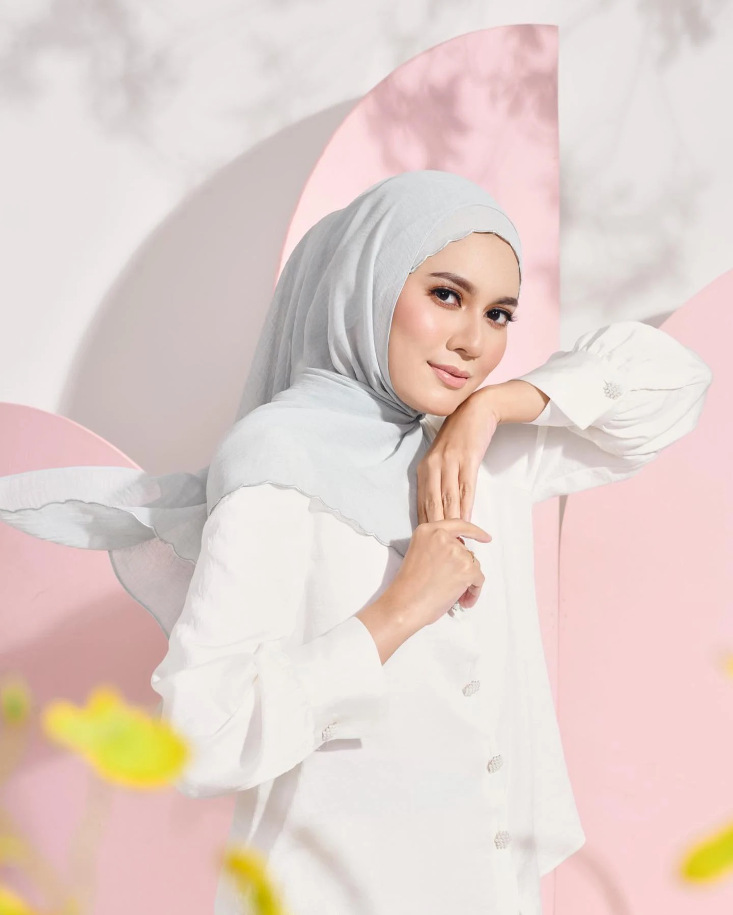 Custom Made Scallop Hijab Embroidery Sewing Chiffon Scarf for Women ...