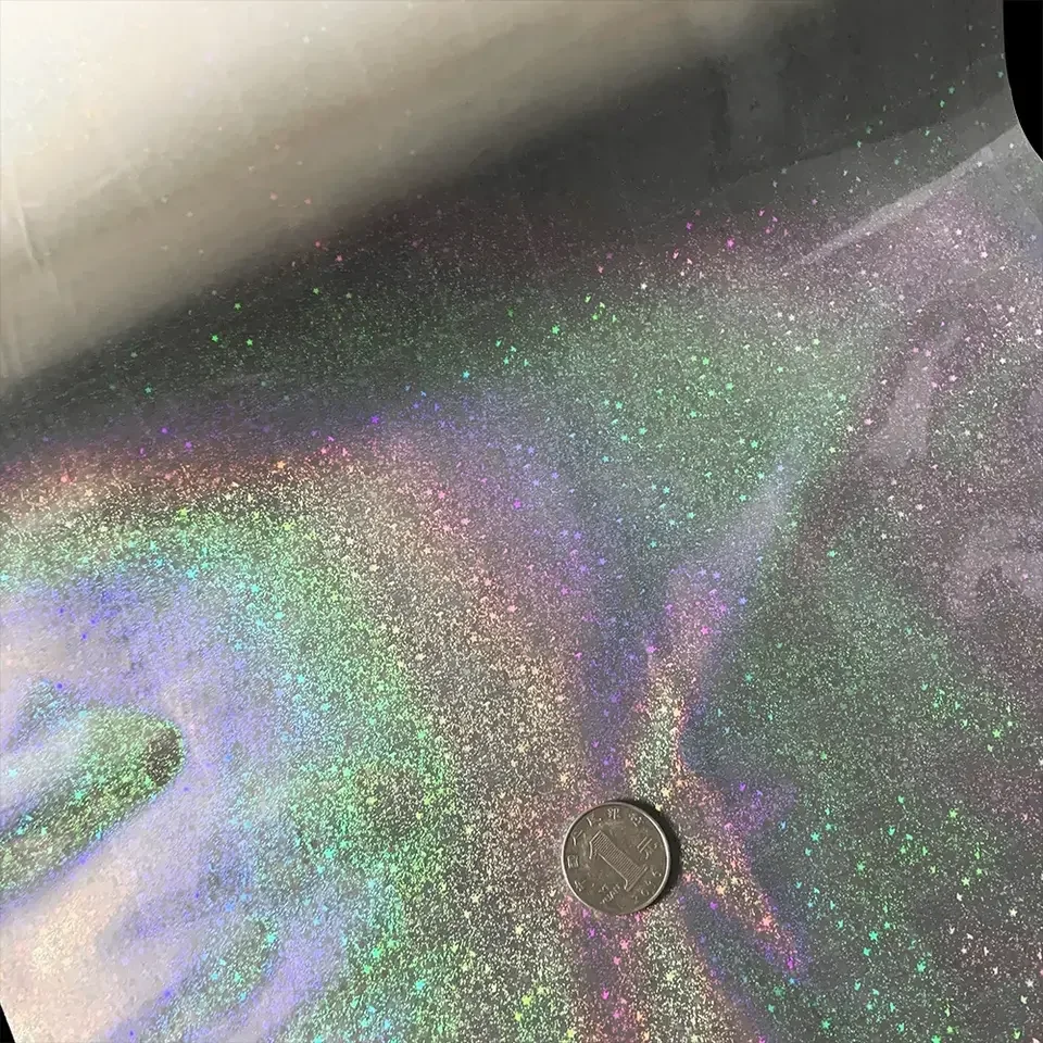 Star pattern sparkle lamination film holographic bopp cold lamination ...