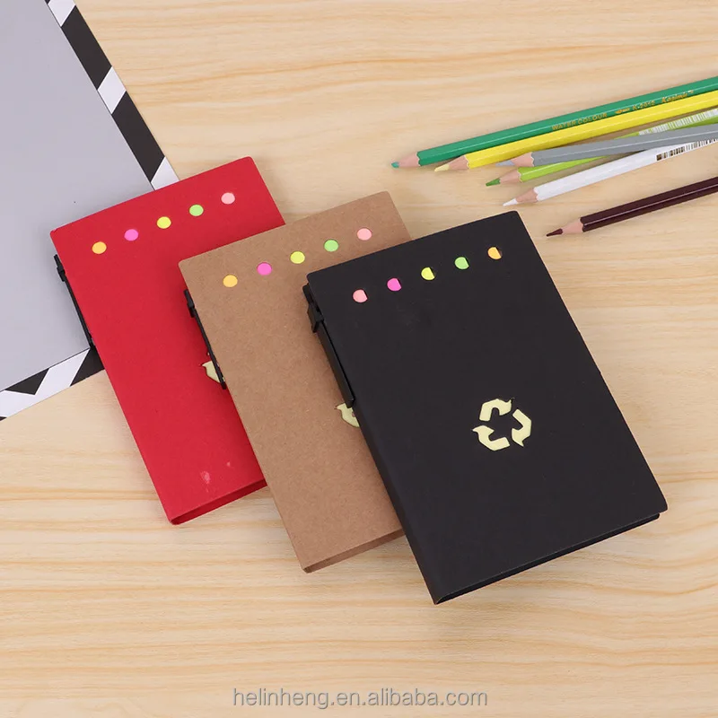 Wholesale A6 Kraft Cover Spiral Notebook with Sticky Notes Custom Logo ...