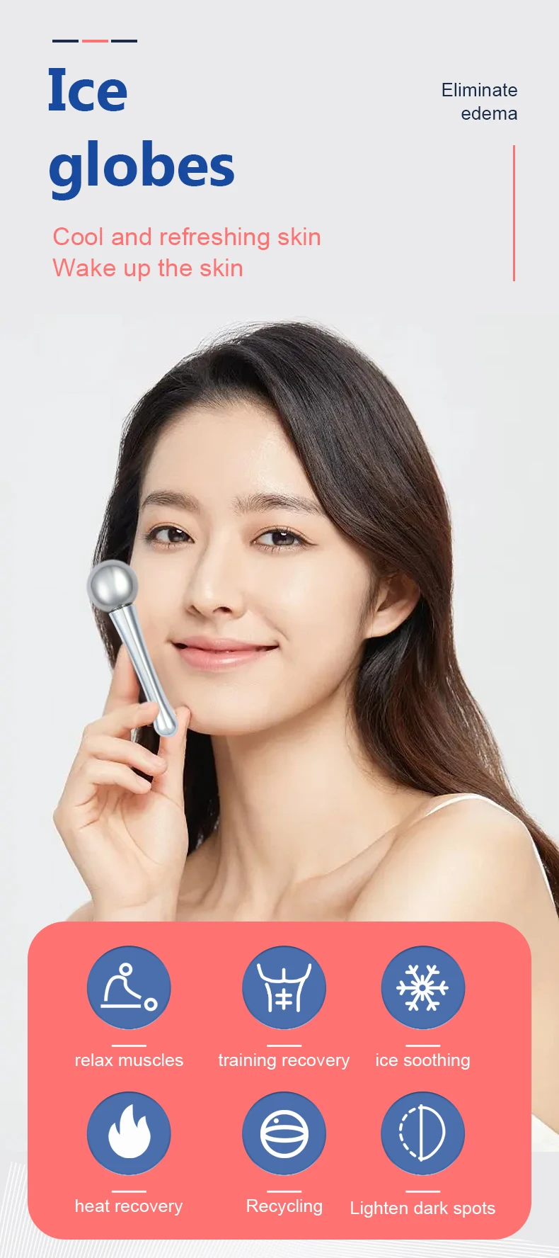 Beauty Skin Care Ice Roller Rotatable Ball Freeze Cooling Eyes Massage ...
