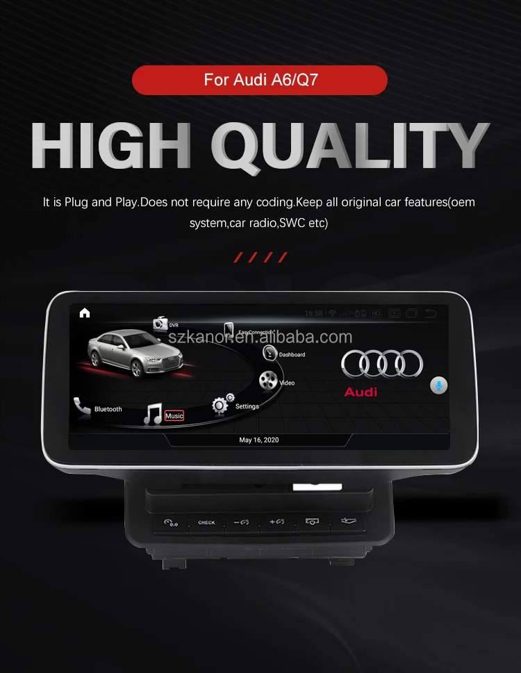 10.25 Inch Upgrade Dashboard Screen GPS 4G Android 13 for Audi A6 C7 ...