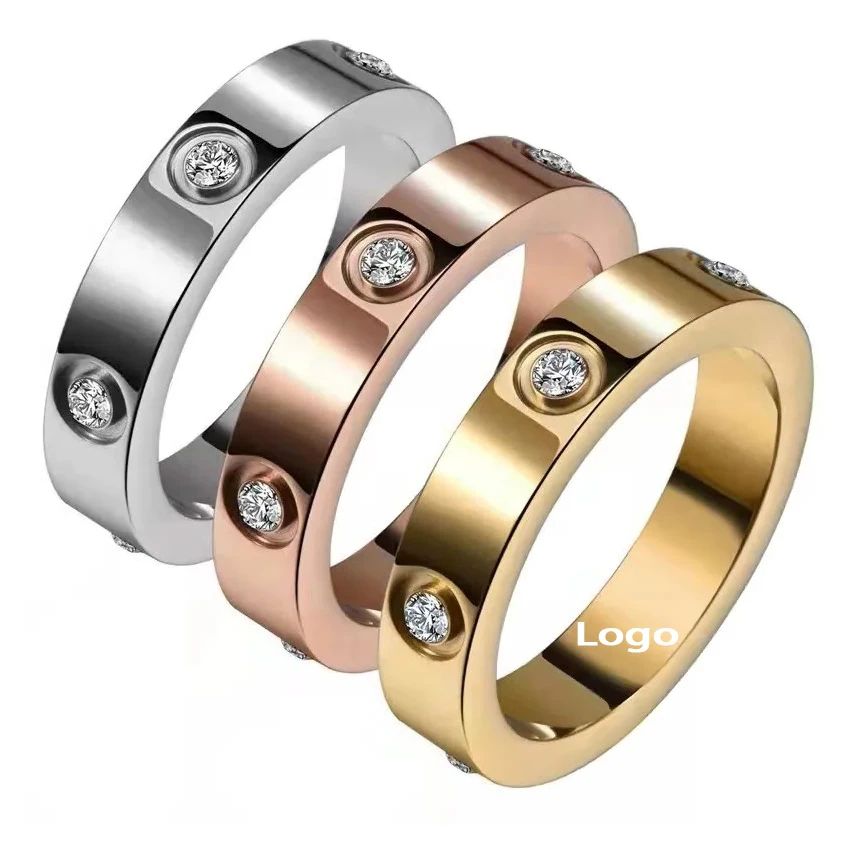 Luxury Brand Designer Screw Love Stainless Steel Rings Women Diamond ...