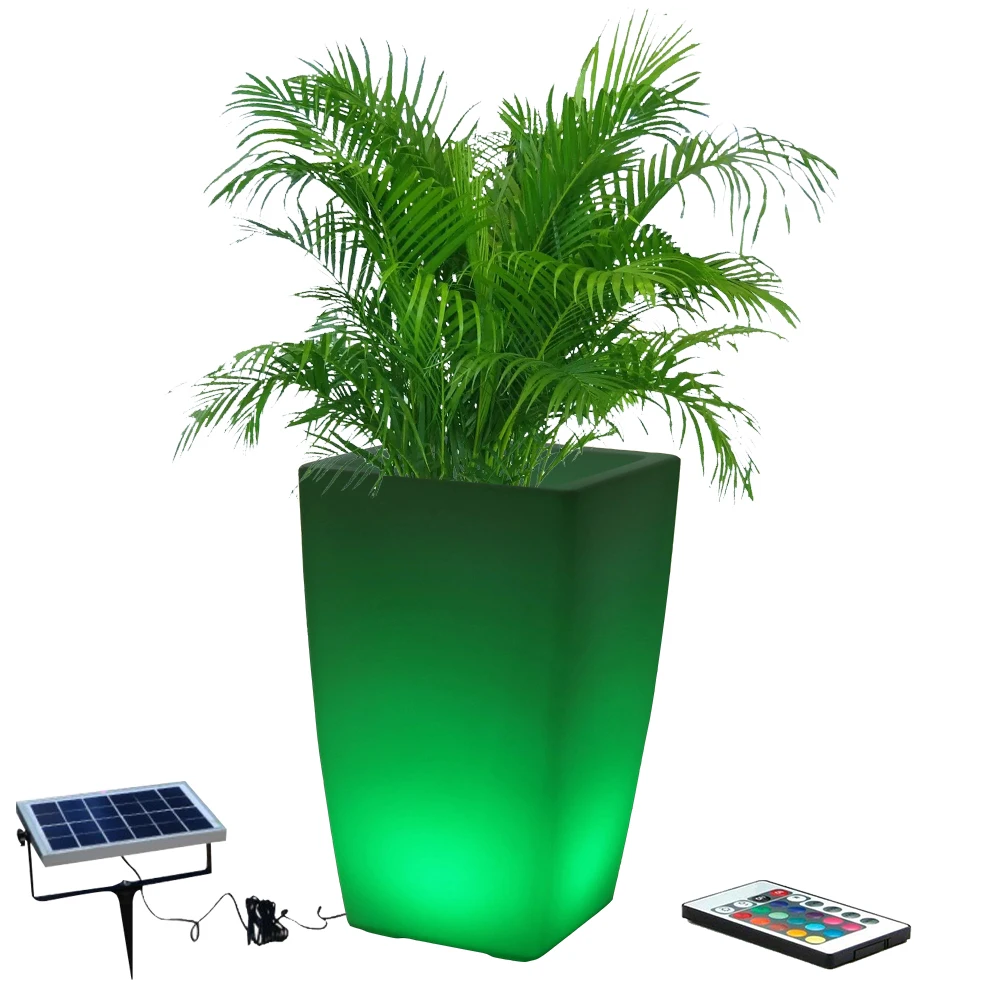 Light Up Outdoor Flower Pots Led Decoration Waterproof Solar Power ...